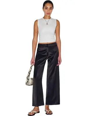 REFORMATION Gisele Satin Cropped Pant - Black