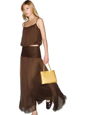 REFORMATION Reformation Astrid Ruched Maxi Skirt And Scoop Neck Top Set Brown