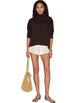 REFORMATION Trista Cashmere Mock Neck Sweater Brown