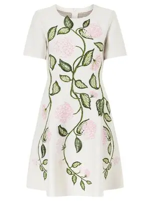 Oscar De La Renta Appliquéd Jacquard-knit Mini Dress - White