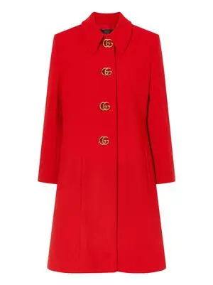 Gucci Wool Coat With Gg Button Details - Red
