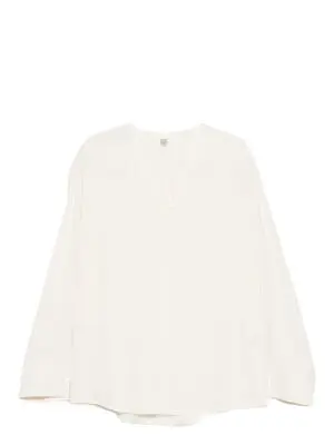 TOTEME V-necked Long Sleeve Blouse - White