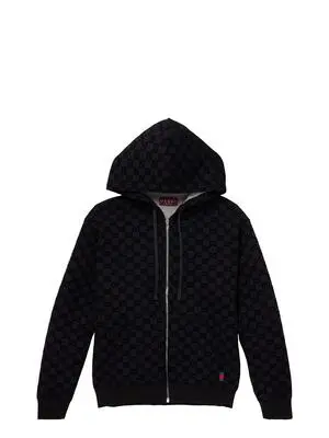 Gucci Logo-flocked Jersey Zip-up Hoodie - Black