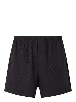 Gucci Straight-leg Logo-jacquard Silk Shorts - Black