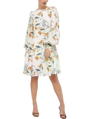 IVY OAK Floral-print Tiered Dress - Neutrals