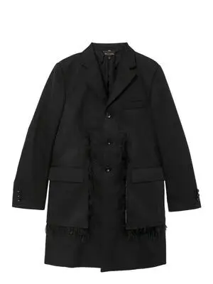 Comme Des Garçons Feather-trimmed Coat - Black