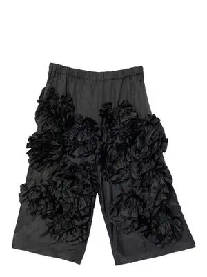 Comme Des Garçons Floral-ruffled Trousers - Black