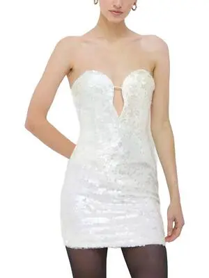 Bardot Sequin Strapless Dress - White