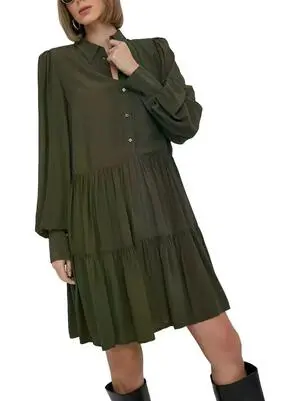 IVY OAK Tiered Balloon-sleeve Dress - Green