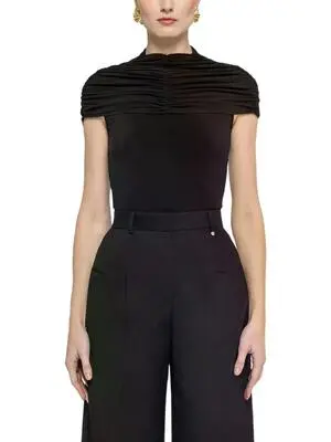 NISSA Ruched Bodysuit - Black
