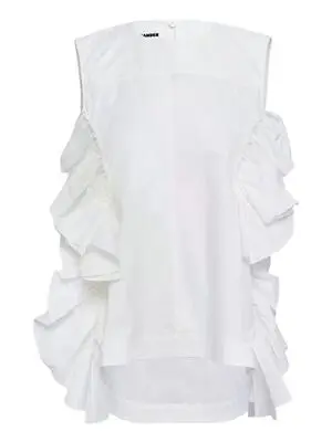JIL SANDER Sleeveless Ruffled Top - White