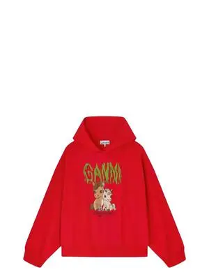 GANNI Isoli Cropped Hoodie - Red