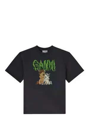 GANNI Horse-print T-shirt - Grey