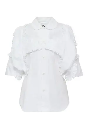 Noir Kei Ninomiya Ruffled Cotton Shirt - White