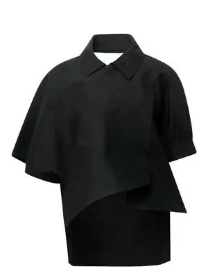 KUMANN YHJ Asymmetric Signature Blouse - Black
