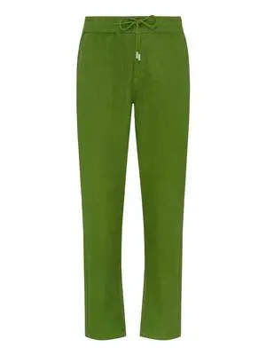 Vilebrequin Drawstring-waist Linen Trousers - Green