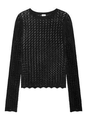 SAINT LAURENT Openwork Long-Sleeve Top