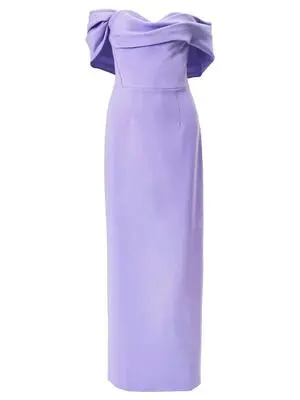 Carolina Herrera Draped Off-shoulder Column Gown - Purple