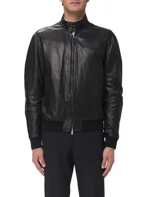 Tagliatore Tagliatore Leather Bomber Jacket Black