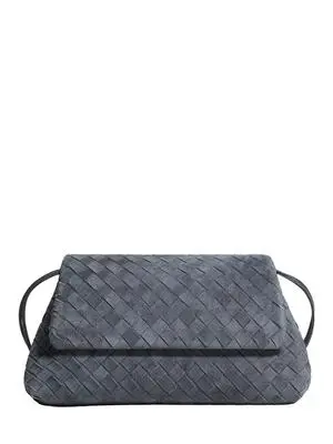 BOTTEGA  VENETA Intrecciato Suede Pouch - Cloudy Indigo/gravel