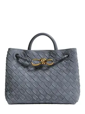 BOTTEGA  VENETA Small Intrecciato Andiamo Top Handle Bag - Cloudy Indigo/gravel