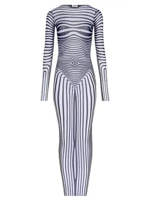 JEAN PAUL GAULTIER Re-edition Morphing Stripes Maxi Dress - White