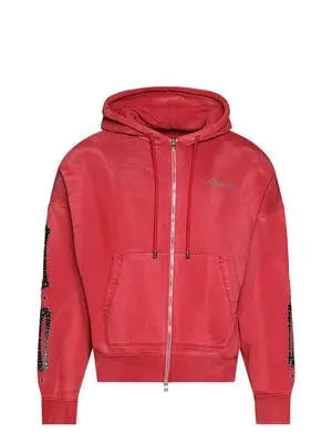 Amiri Bones Studded Zip Hoodie - Red