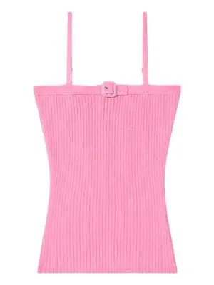 COURREGES Buckle Rib Knit Top - Pink