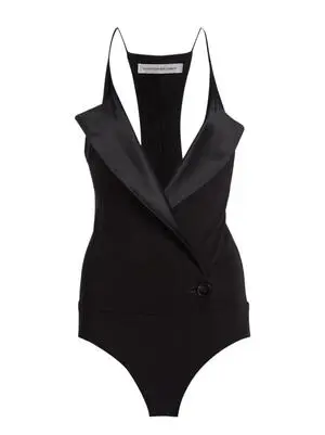 Christopher Esber Didion Satin Contrast Jersey Bodysuit - Black
