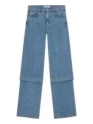 Attico Washed Denim Long Pants - Blue