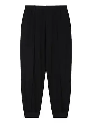 Emporio Armani Nylon Trousers With Ribbed Front - Black