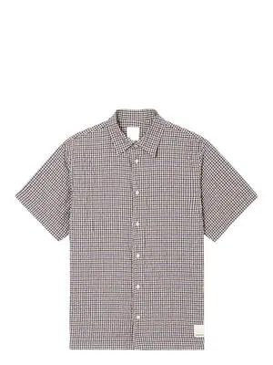 Emporio Armani Eagle Club Crinkle Fabric Shirt With Check Motif - Red