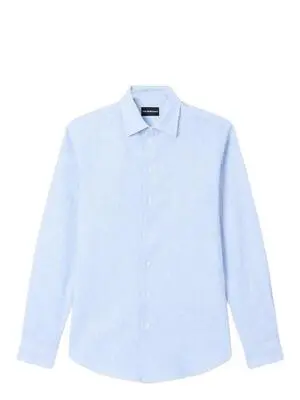 Emporio Armani Striped Linen-blend Canvas Shirt - Blue