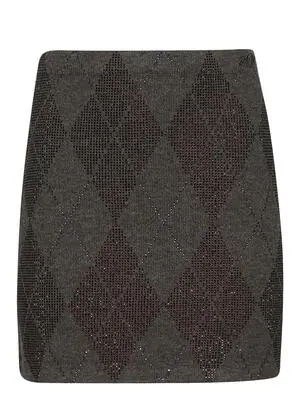 Alexander Wang A-line Skirt With Argyle Crystal Hotfix - Brown