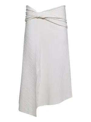 Victoria Beckham Twist Detail Midi Skirt - White
