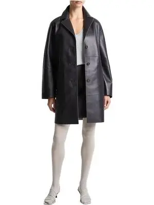 Vince Bonded Leather Coat - Blue / Navy