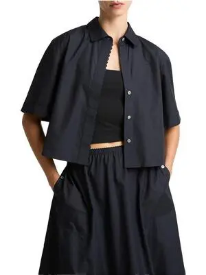 Vince Cotton Scallop-detail Button-front Shirt - Denim