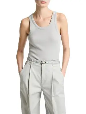 Vince Ribbed Scoop-neck Tank - Natural