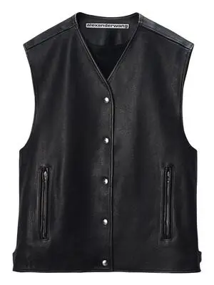 Alexander Wang Boxy Moto Vest - Black