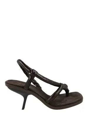 FERRAGAMO Wmns Fleur Leather Sandal 'dark - Brown