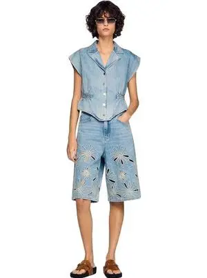 SANDRO Fitted Denim Top