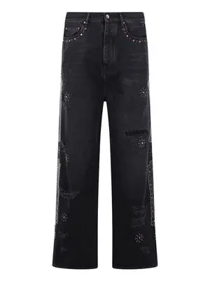 Amiri Bones Studded Baggy Jean - Black