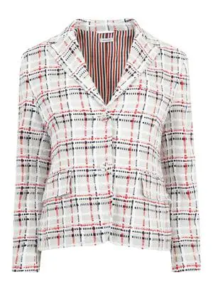 Thom Browne High Break Sportcoat In Eyelash Ribbon Tweed - White