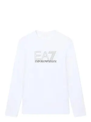 Emporio Armani Visibility Long-sleeved T-shirt In Stretch Cotton Jersey - White