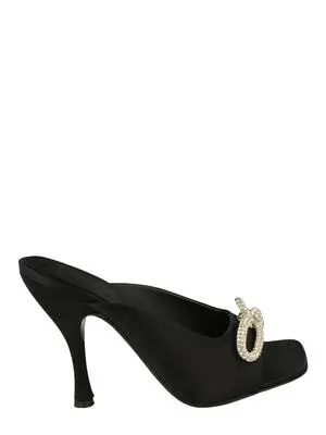 FERRAGAMO Crystal Embellished Knot Detail Mule - Black