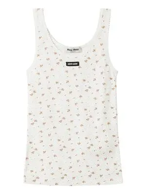 Miu Miu Costina Print Top - White
