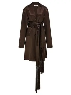 FERRAGAMO Satin Shirt Dress - Brown