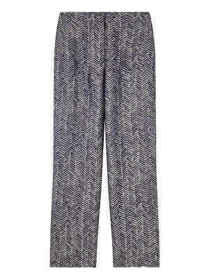 Giorgio Armani Viscose Chevron Jacquard Trousers - Blue