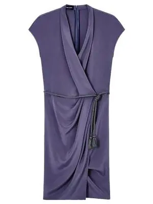Giorgio Armani Long Silk-blend Crêpe Dress - Purple
