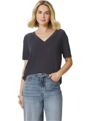 Splendid Kacey Bamboo Blend V-neck Tee - Black